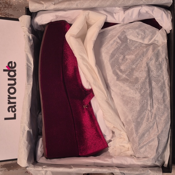 Larroude | Shoes | Larroude Blair Flatform In Wine Velvet Platform Mary ...